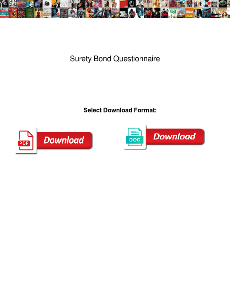Fillable Online Surety Bond Questionnaire. Surety Bond Questionnaire ...