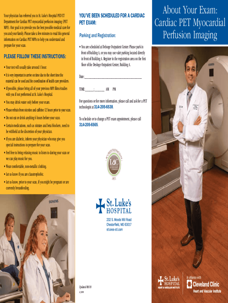 Fillable Online About Your Exam. Cardiac Positron Emission Tomography ...