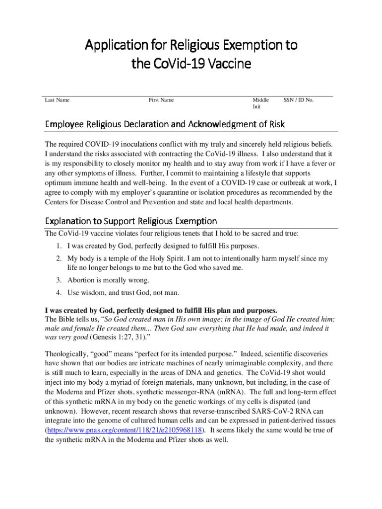 Fillable Online Religious Exemption Form Rev 8-8-21.doc Fax Email Print ...
