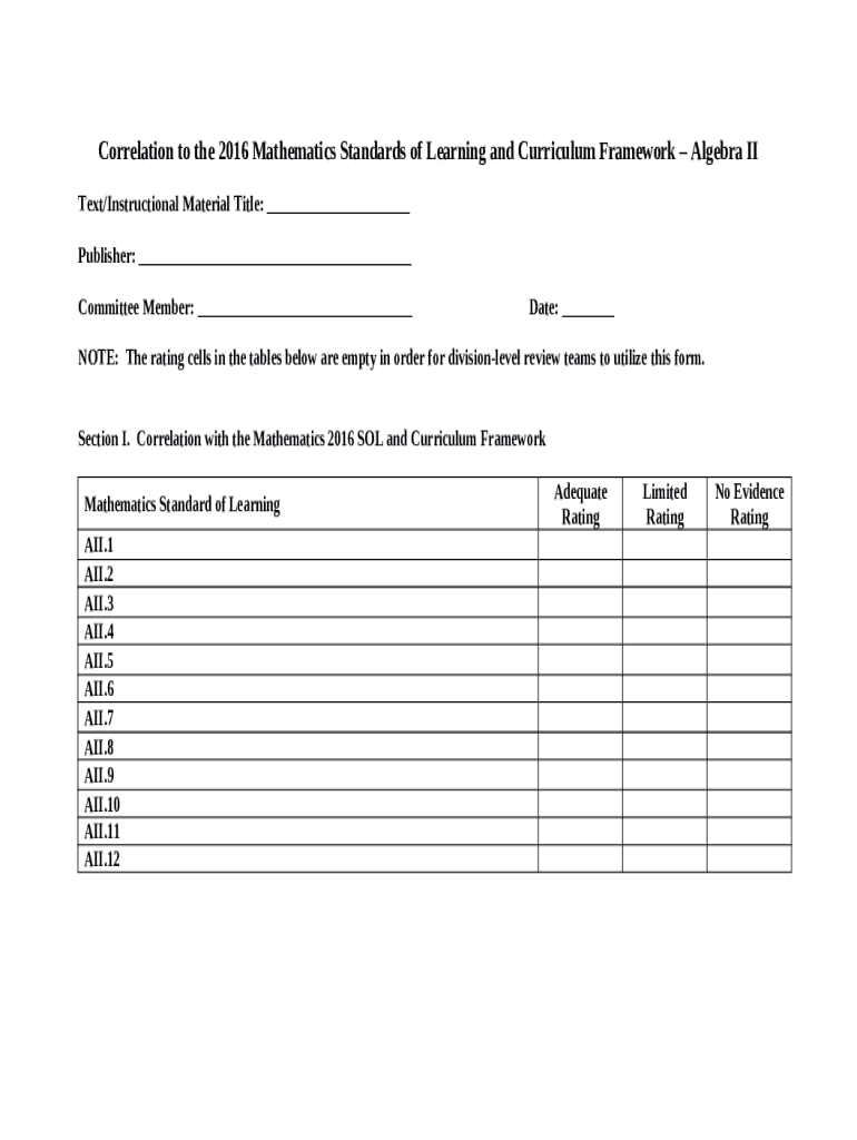 algebra 2 textbook correlation . mathematics Doc Template | pdfFiller