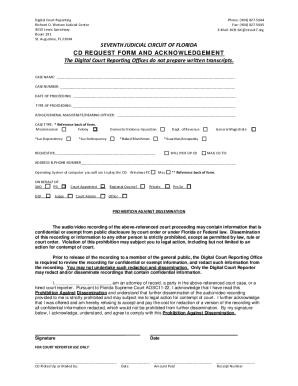Fillable Online SEVENTH JUDICIAL CIRCUIT OF FLORIDA CD REQUEST FORM AND ...
