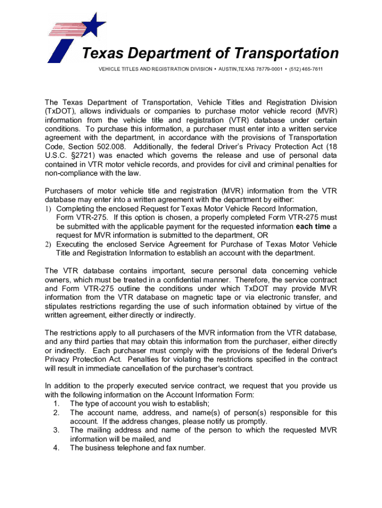 Fillable Online TEXAS DEPARTMENT OF TRANSPORTATION VEHICLE TITLES ...