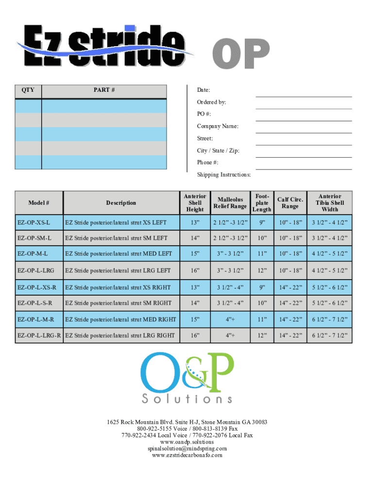 Fillable Online EZ-STRIDE-ORDER-FORM-OP-2020.pdf - Spinal Solutions Fax Email Print - pdfFiller