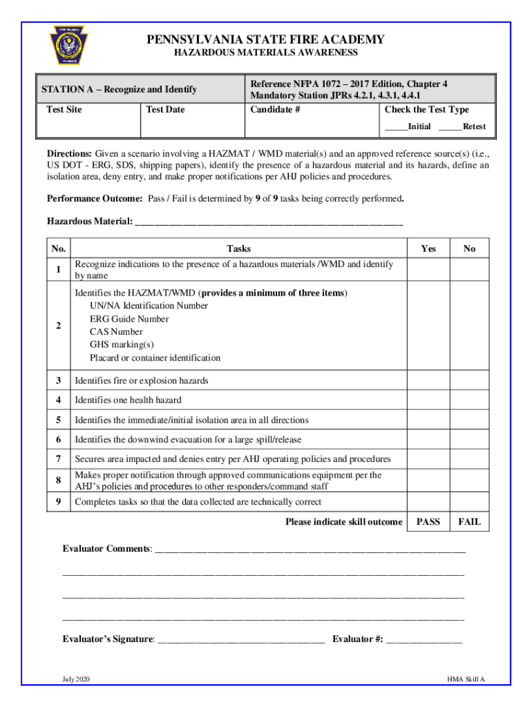 Fillable Online www.osfc.pa.govCertification Document LibraryHazardous Materials Technician ...