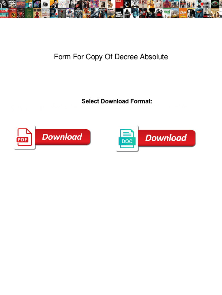 Fillable Online Form For Copy Of Decree Absolute. Form For Copy Of ...