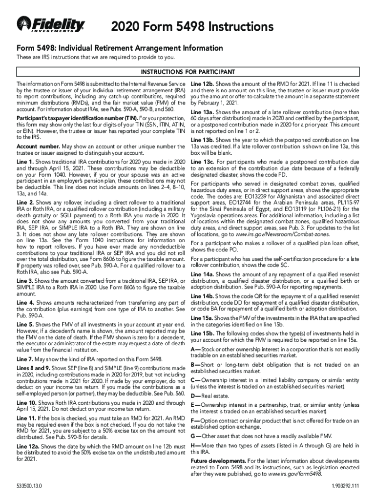 Fillable Online www.irs.govpubirs-prior2020 Form 5498 - IRS tax forms ...