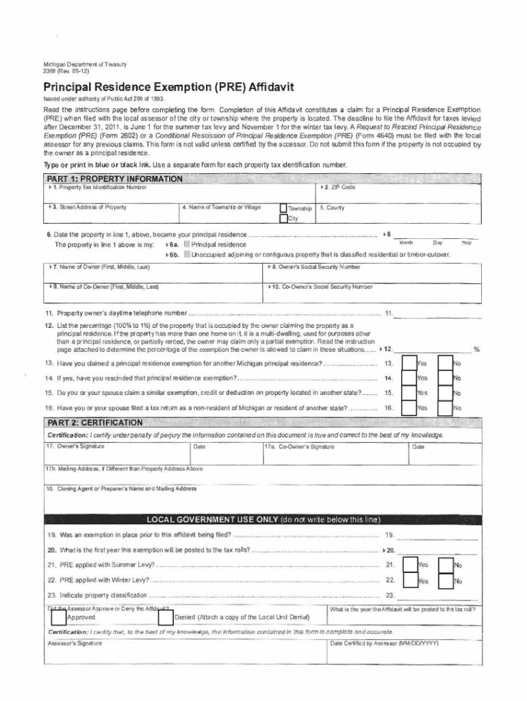 Fillable Online www.michigan.govdocuments2368f260572368 Principal ...