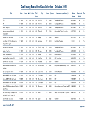 Fillable Online Continuing Education Class Schedule - October 2021 ...