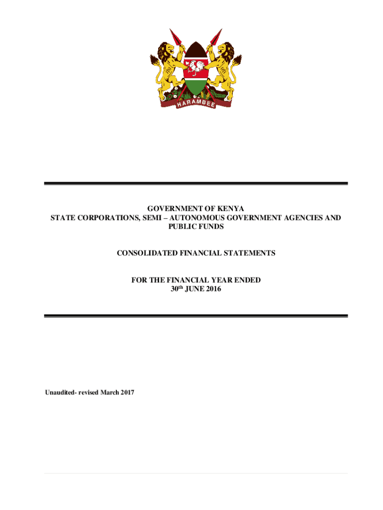 Fillable Online Government of Kenya Consolidated Financial Statements ...