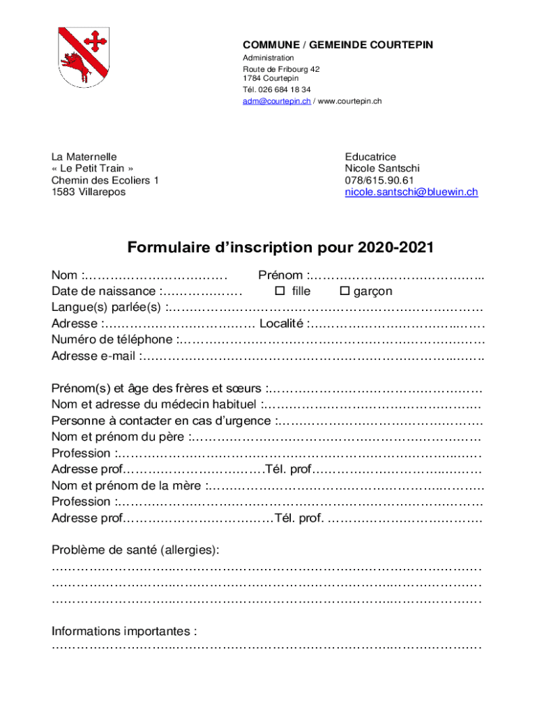Fillable Online Carte: Commune de Courtepin, Courtepin, Route de ...