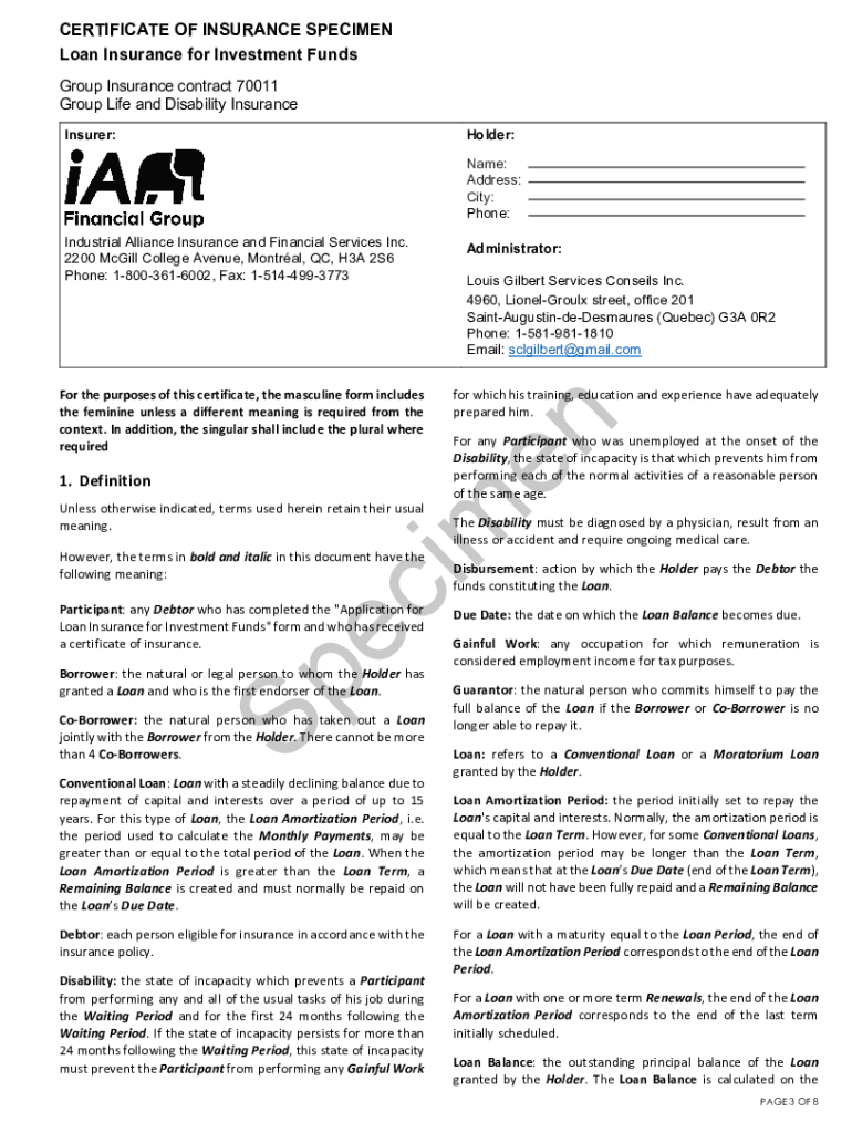 Fillable Online Scotia Mortgage Protection - Certificate of Insurance ...