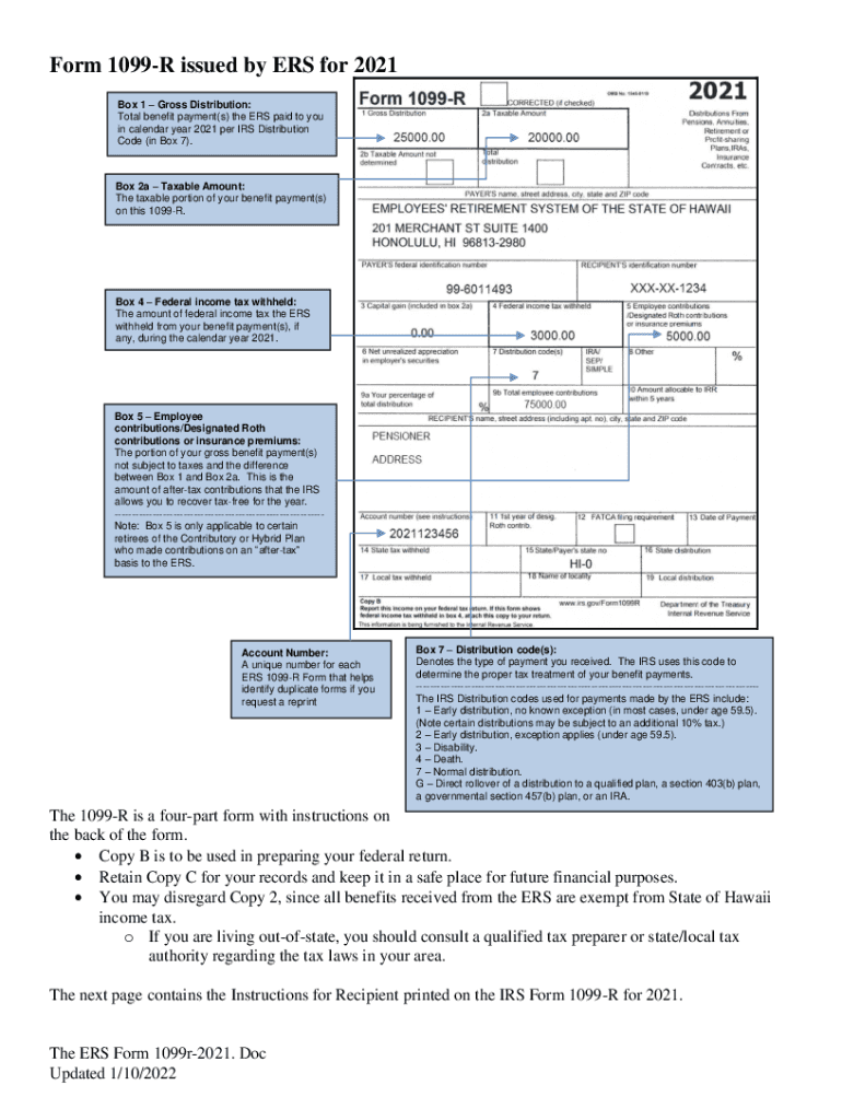 Fillable Online ers ehawaii www.irs.govpubirs-pdf2021 Form 1099-R - irs.gov Fax Email Print ...