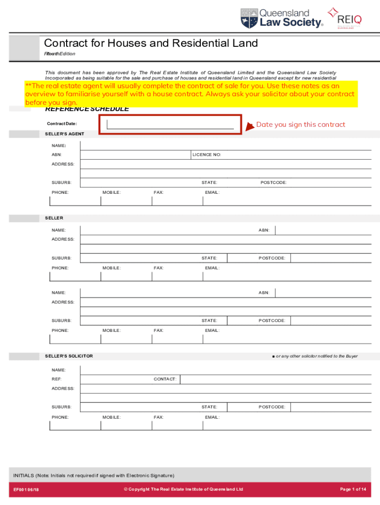 Fillable Online Fillable Online Contract for Houses and Residential ...