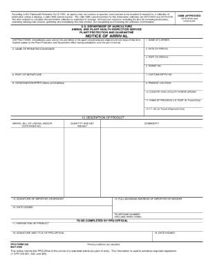 Fillable Online PPQ Form 368 Notice of Arrival Fax Email Print - pdfFiller