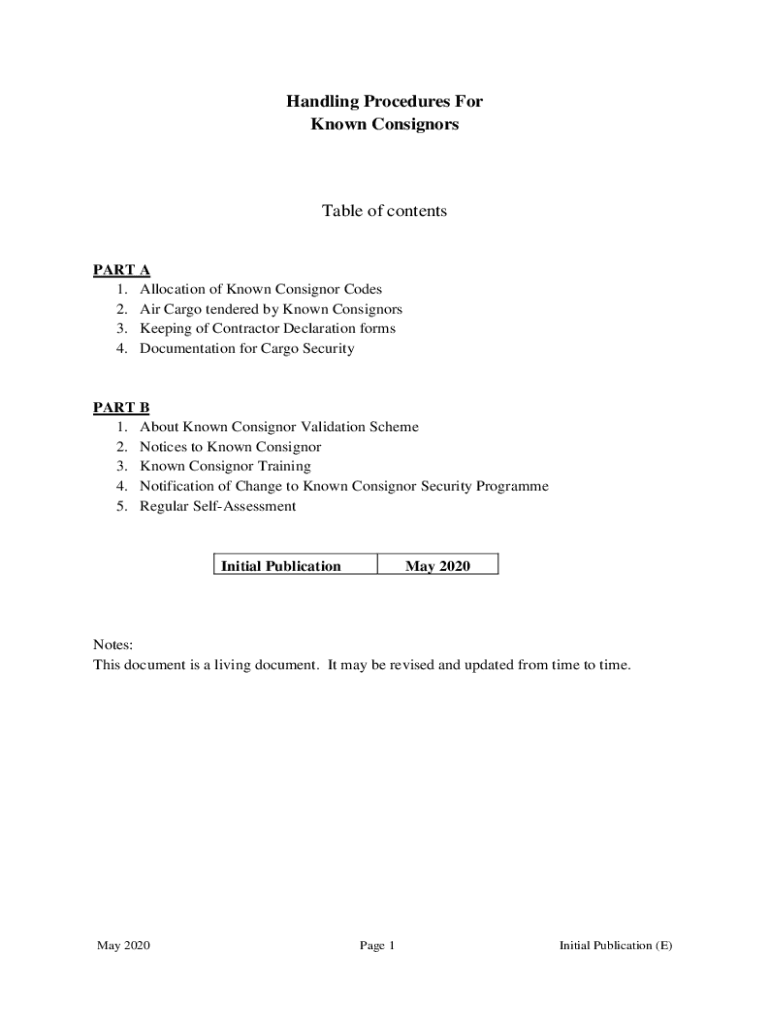 Fillable Online 2 Establish a Known Consignor program for entities that ...