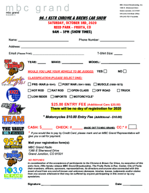 Fillable Online Fillable Car show Regristation Fax Email Print - pdfFiller