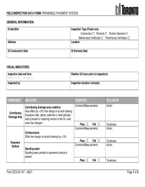 Fillable Online Form ECS-GI-107 Permeable Pavement System. Field ...