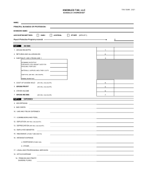 Fillable Online Schedule C Worksheet-2021.xls Fax Email Print - pdfFiller