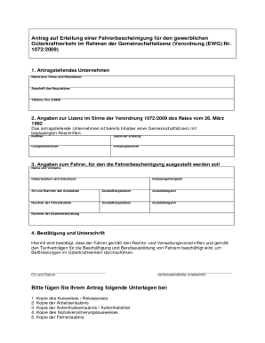 Fillable Online Antrag auf Erteilung einer Fahrerbescheinigung fr den gewerblichen ...