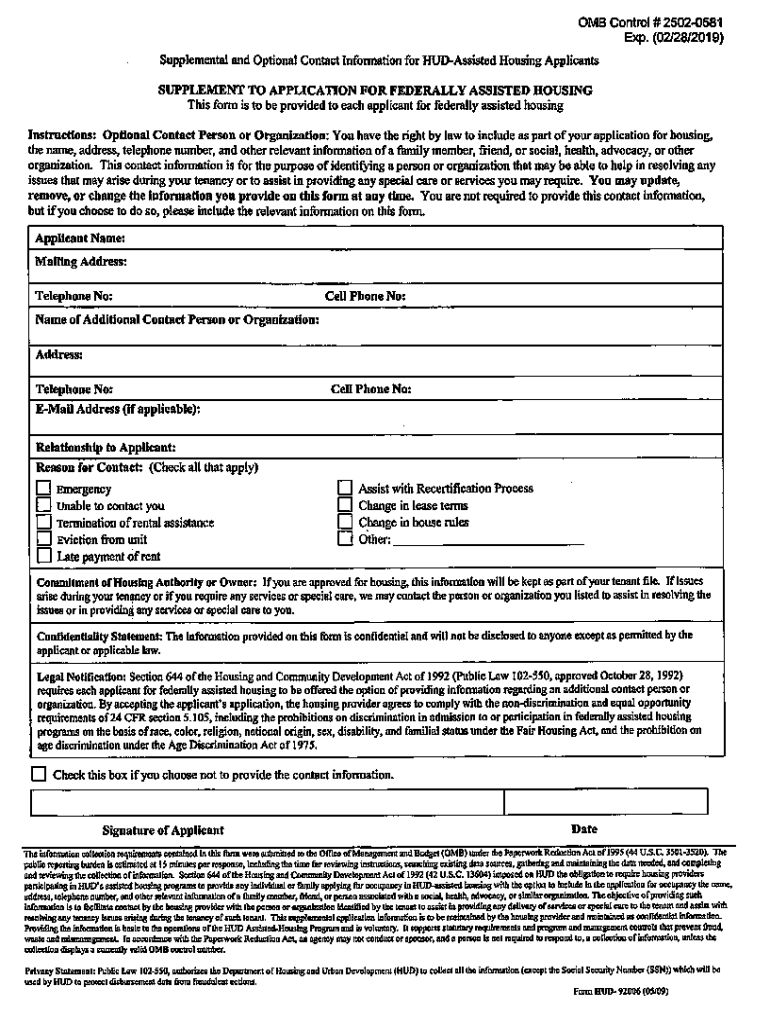 Fillable Online Fillable Online Form HUD-92006 Supplement to ...
