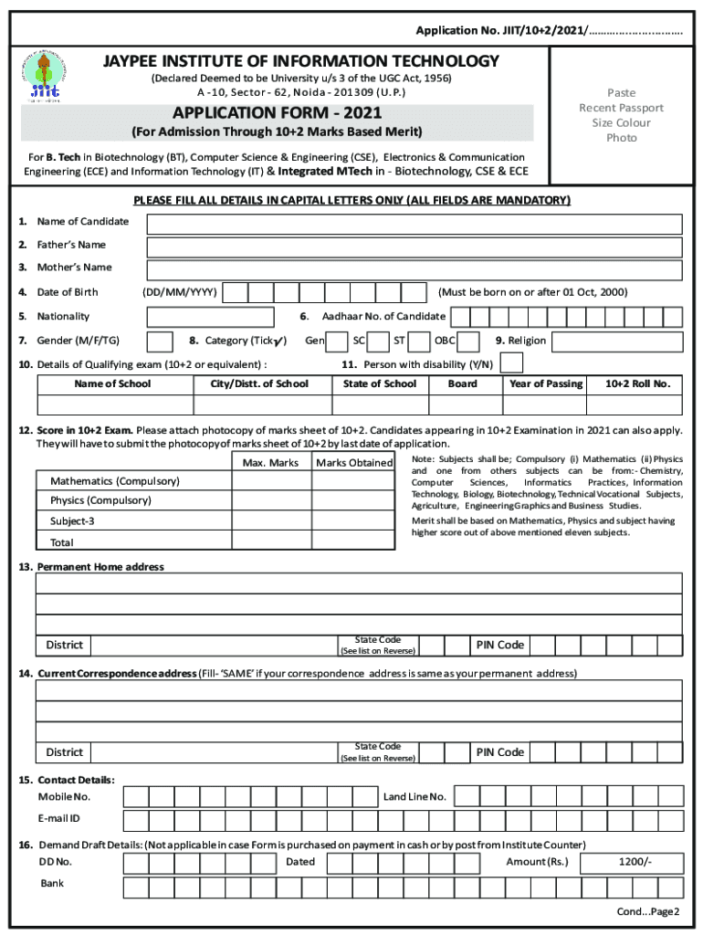 Fillable Online 10+2 Appl Form 2021.cdr Fax Email Print - pdfFiller