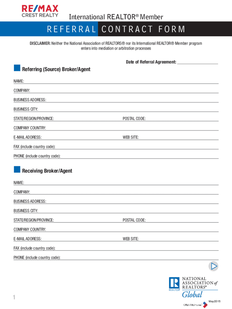 Fillable Online Realtors Referral Form - Fill Online, Printable ...