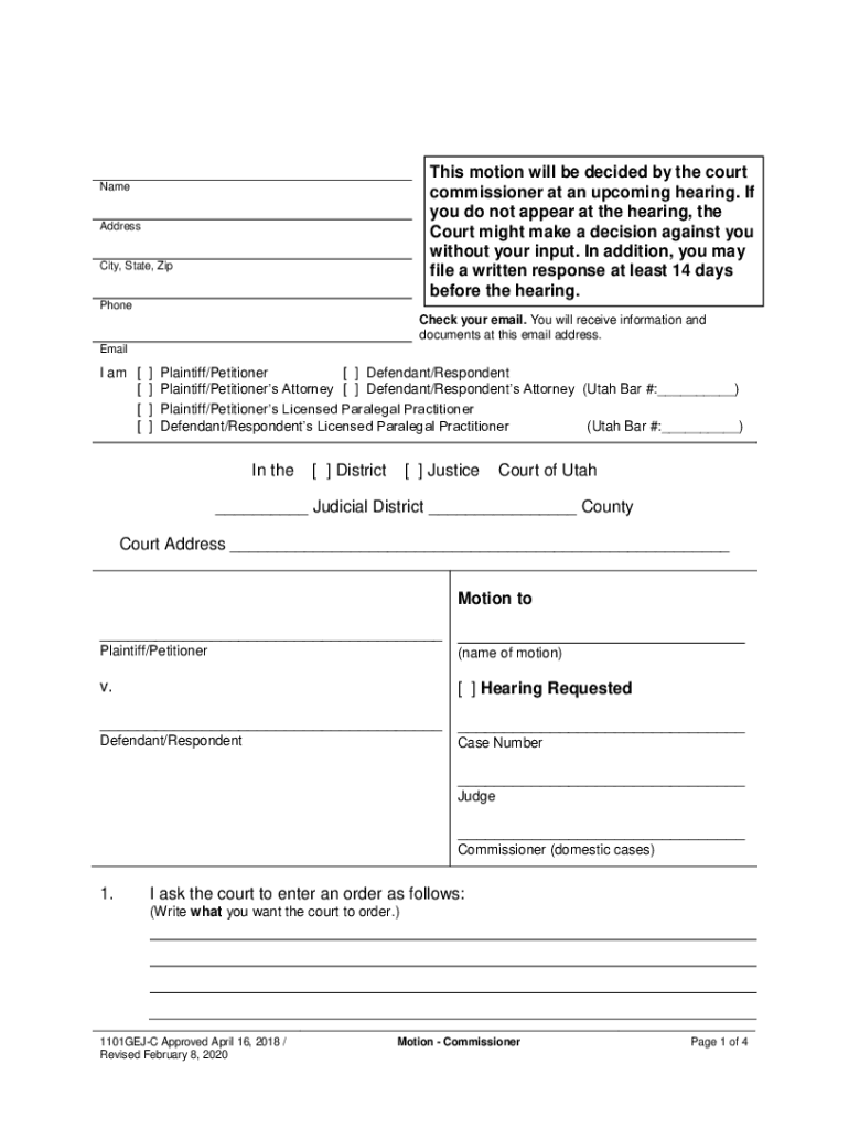 Fillable Online www.utcourts.govhowtofilingThis motion will be decided ...