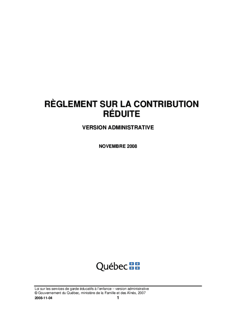 Fillable Online Get the free R glement sur la contribution r duite ... Fax Email Print - pdfFiller