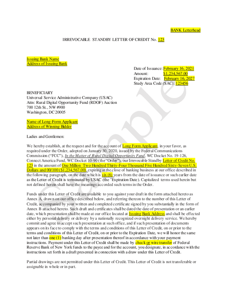 Fillable Online RDOF-Sample-Letter-of-Credit-Fixed-End-Date.pdf ...