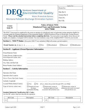 Fillable Online deq mt AUTHORIZATION TO DISCHARGE UNDER THE MONTANA ...