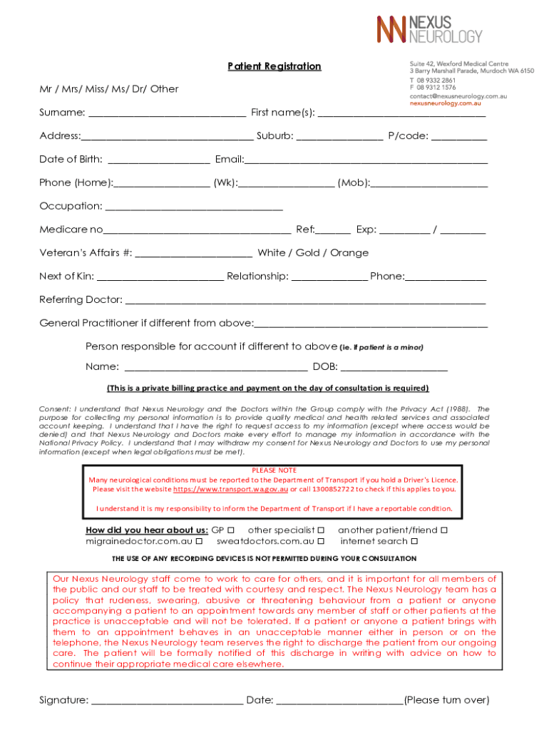 Fillable Online Solved NEW PATIENT REGISTRATION FORM Miss Master Dr ...