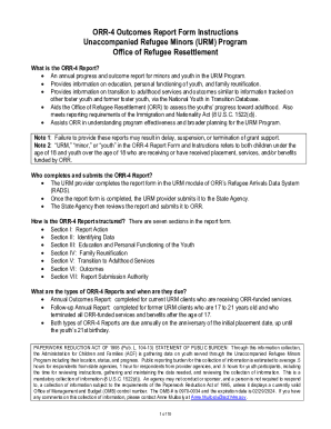 Fillable Online ORR-4 Outcomes Report Form Instructions. ORR-4 Outcomes ...