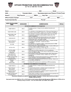 Fillable Online Fillable Online OPM -8- Officer Promotions - 2LT to 1LT ...