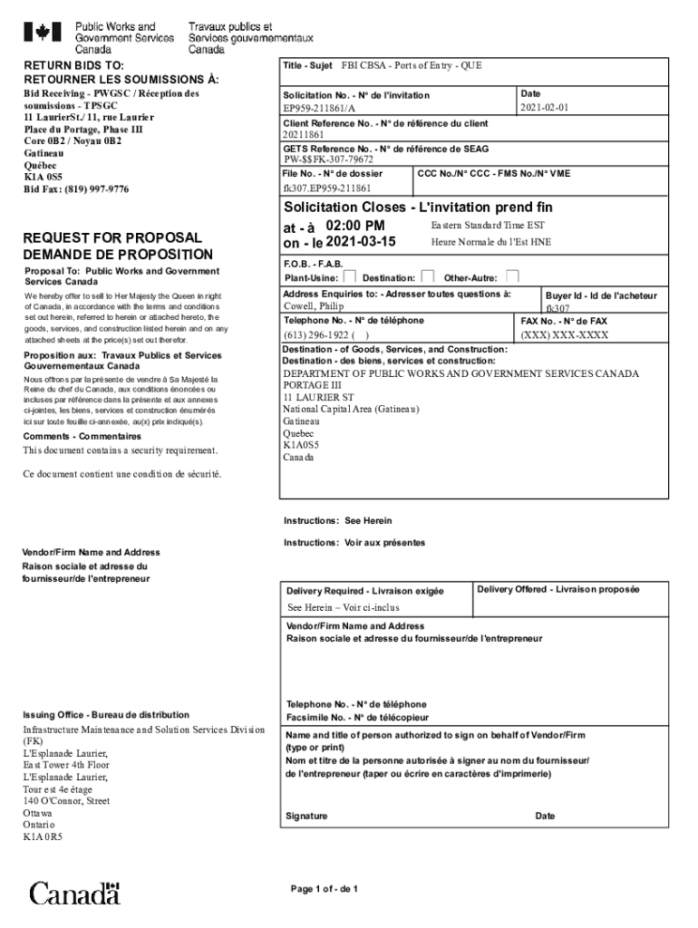 Fillable Online Title - Sujet FBI CBSA - Ports of Entry - QUE Fax Email ...