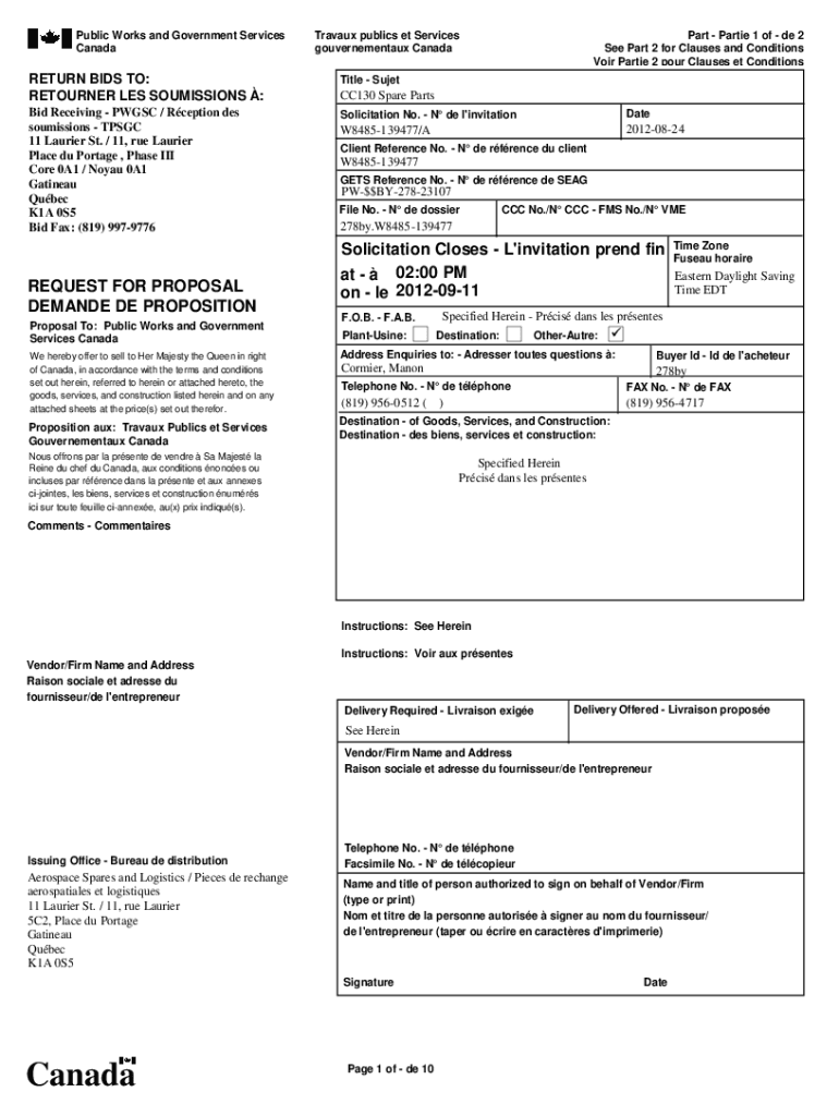 Fillable Online RETOURNER LES SOUMISSIONS : CICP 003 - buyandsell.gc.ca Fax Email Print - pdfFiller