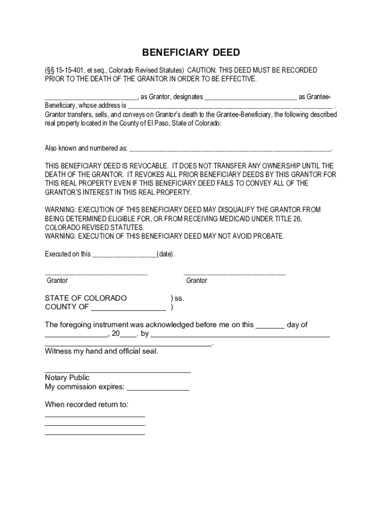 Fillable Online Form Colorado Beneficiary Deed.docx Fax Email Print ...