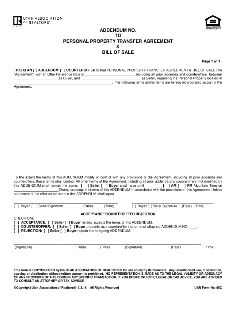 Fillable Online 55B - Personal Property Transfer Agreement & Bill of ...