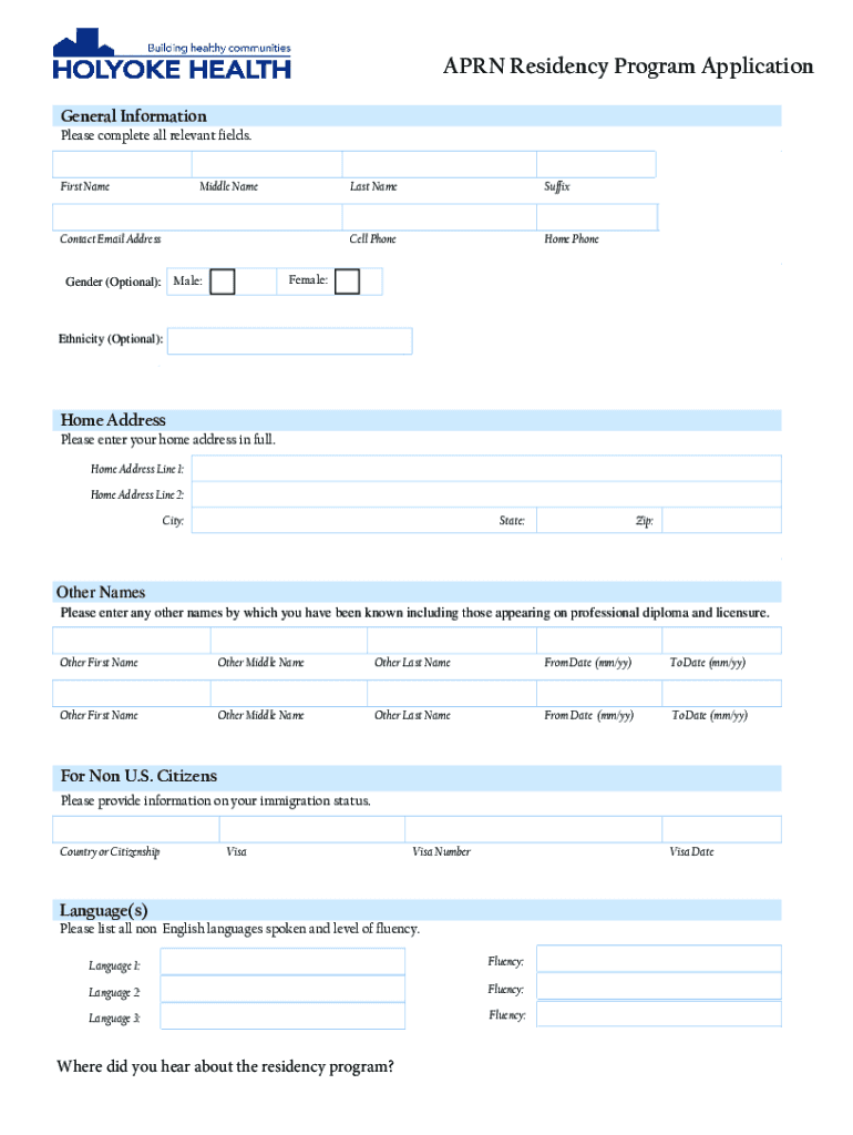 Nurse Practitioner Residency Program - Holyoke Health Center: Fill out ...
