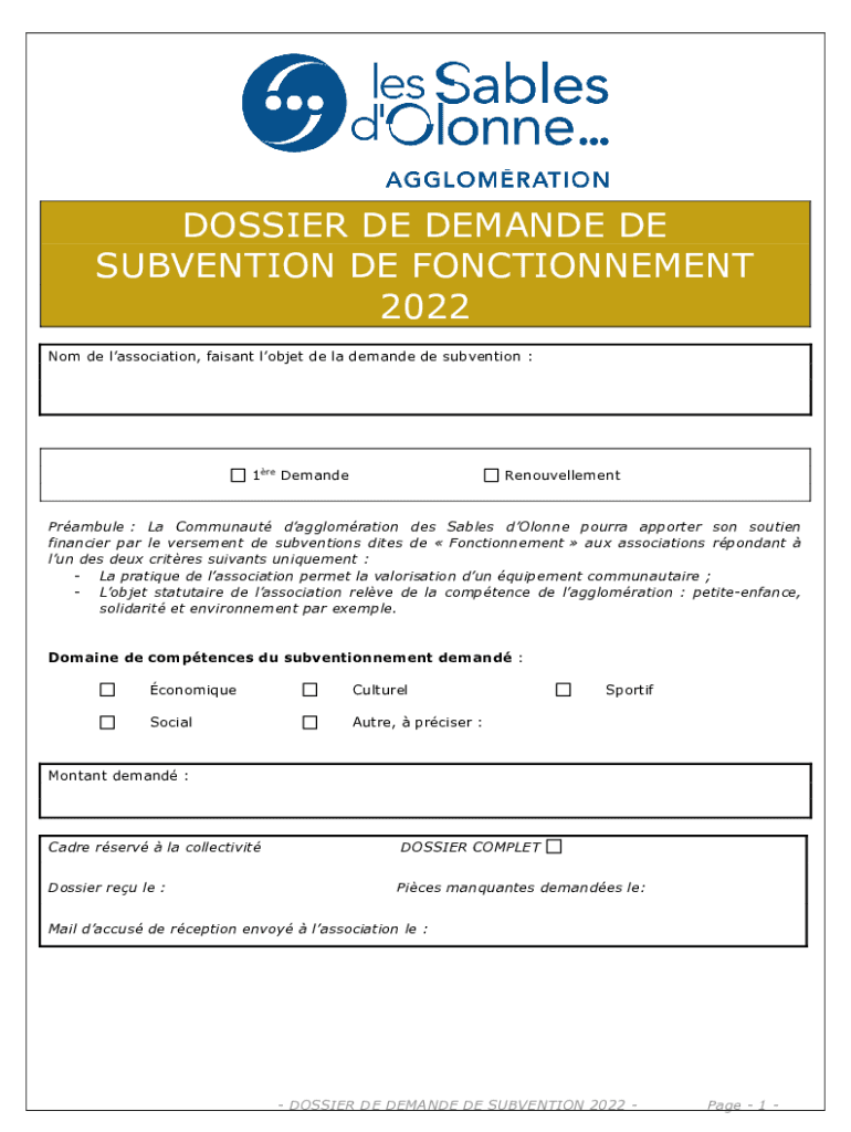 Fillable Online Comment pr©senter un dossier de demande de subvention ... Fax Email Print ...