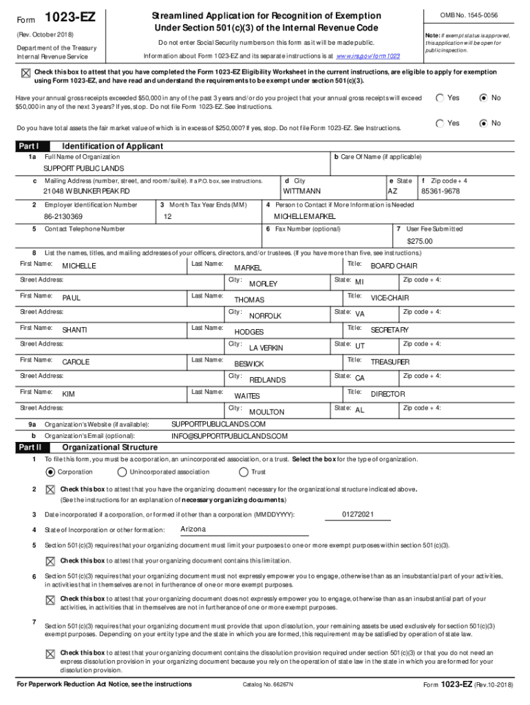 Fillable Online Pay.gov - Streamlined Application for Recognition of ...