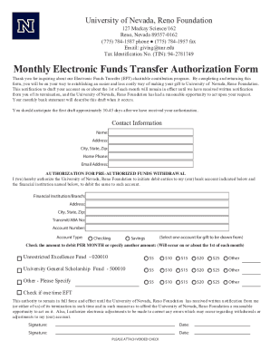 Fillable Online Foundation Electronic Funds Transfer Authorization Form ...