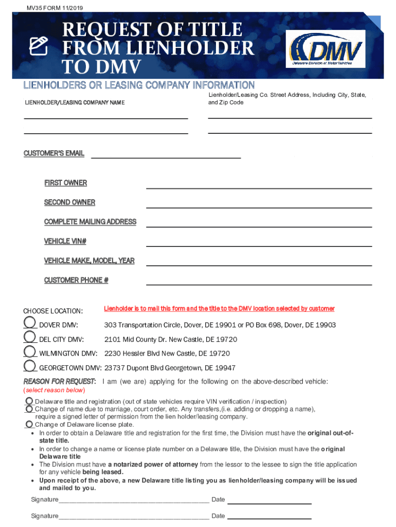 Fillable Online dmv de Fillable Form T-17 - Statement Of Title Held By ...