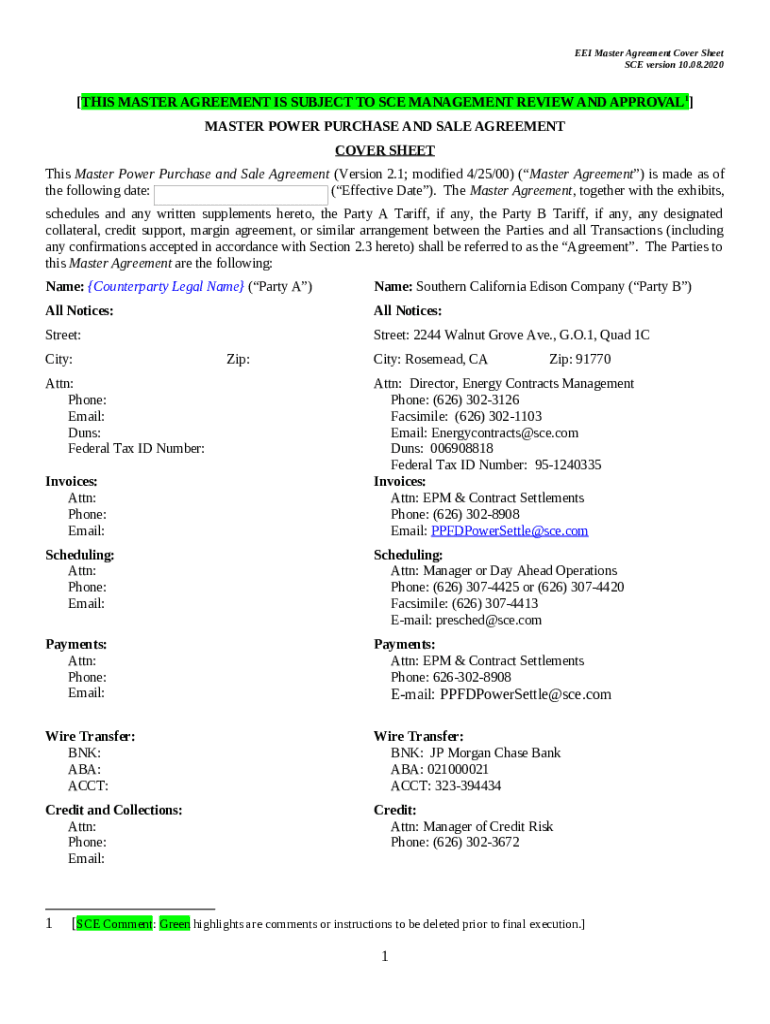 THIS MASTER AGREEMENT IS SUBJECT TO SCE MANAGEMENT REVIEW AND APPROVAL ...