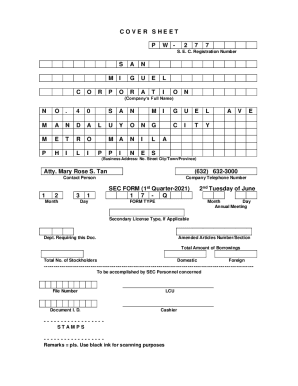 Fillable Online Fillable Online C O V E R S H E E T P W - 2 7 7 S A N M I ... Fax Email Print ...