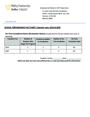 Fillable Online School Performance Fact Sheet. School Performance Fact ...