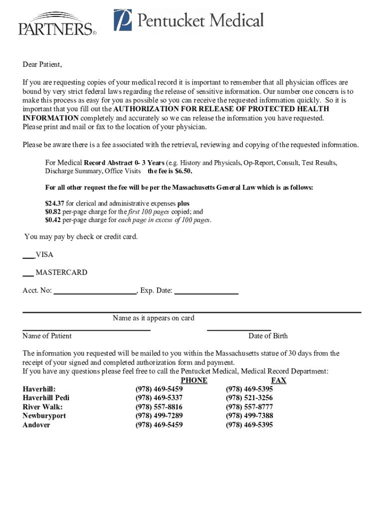 Fillable Online Medical Request Form - Pentucket Medical Fax Email ...