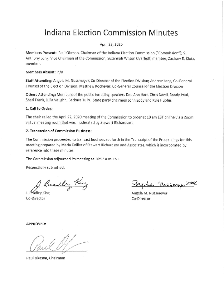 Fillable Online SOS: Election Division: Election Commission Fax Email ...