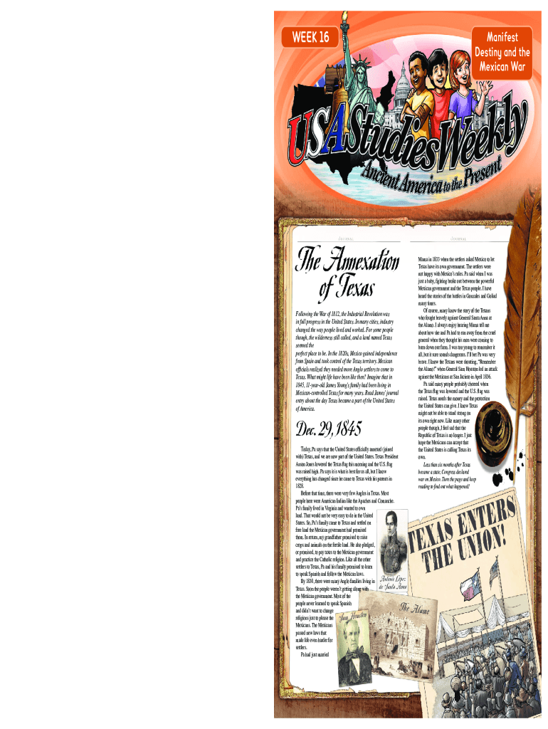 Fillable Online The Annexation of Texas - Studies Weekly Fax Email ...