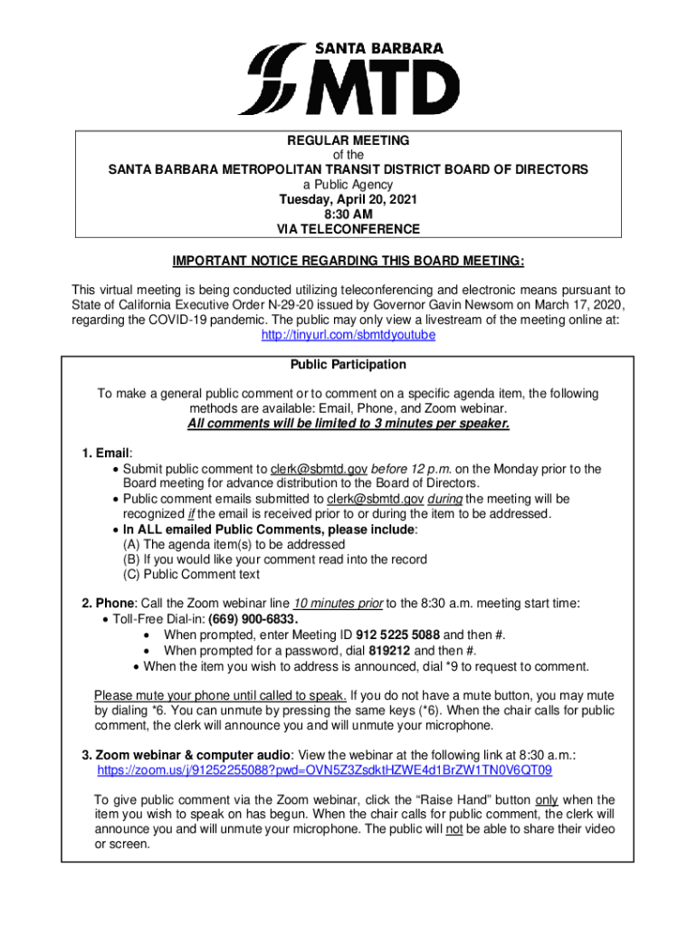 Fillable Online To: MTD Board of Directors From: Jerry Estrada ...