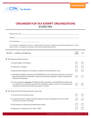 Fillable Online ORGANIZER FOR TAX EXEMPT ORGANIZATIONS (FORM Fax Email ...